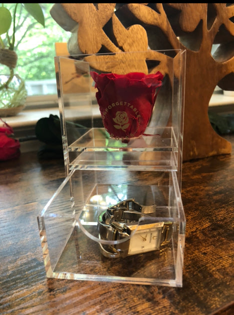 Acrylic Box with 1 Preserved Rose – Unforgettable Roses